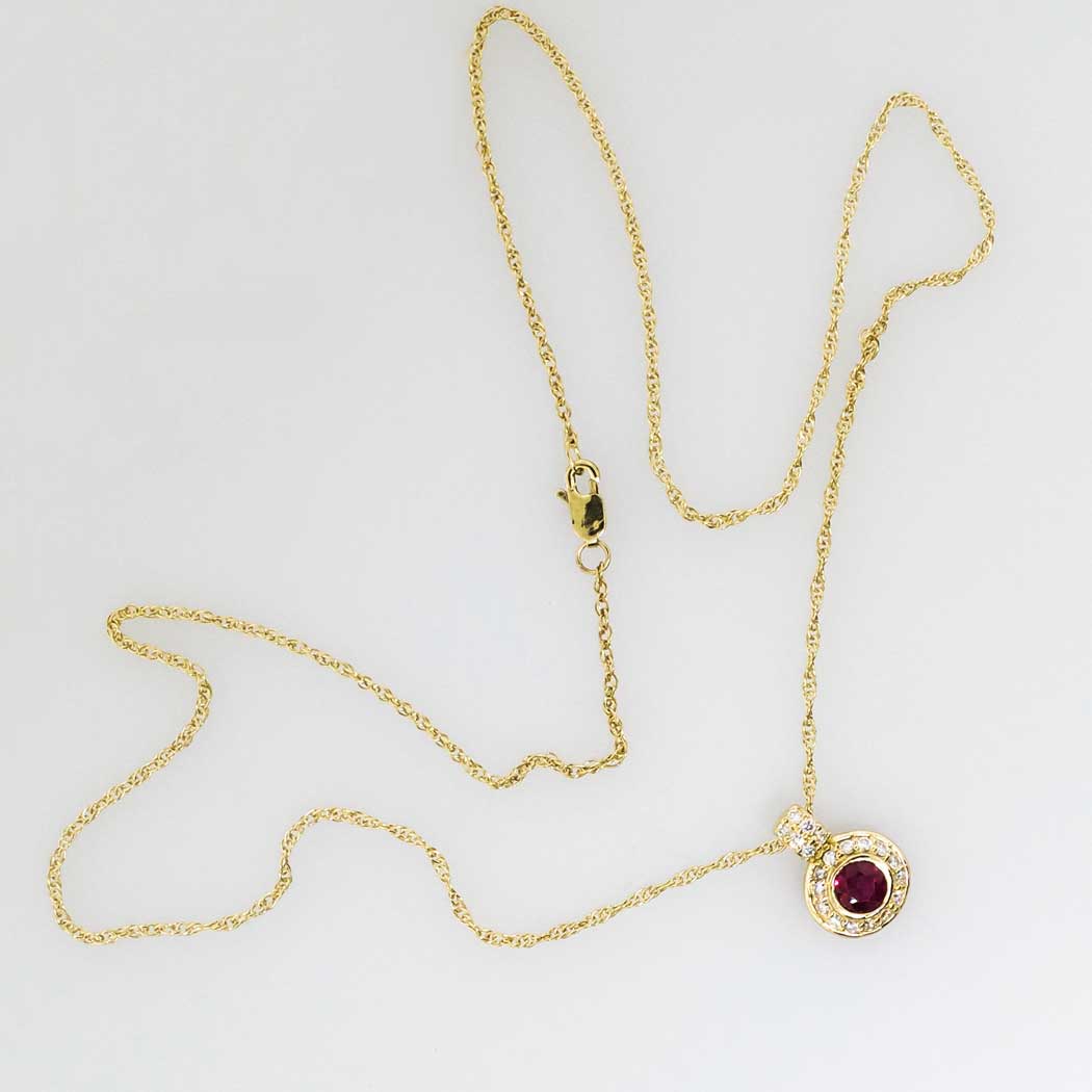 Estate .91ct t.w. Rich Pigeon's Blood Ruby & Pave' Diamond Pendant 18k ...