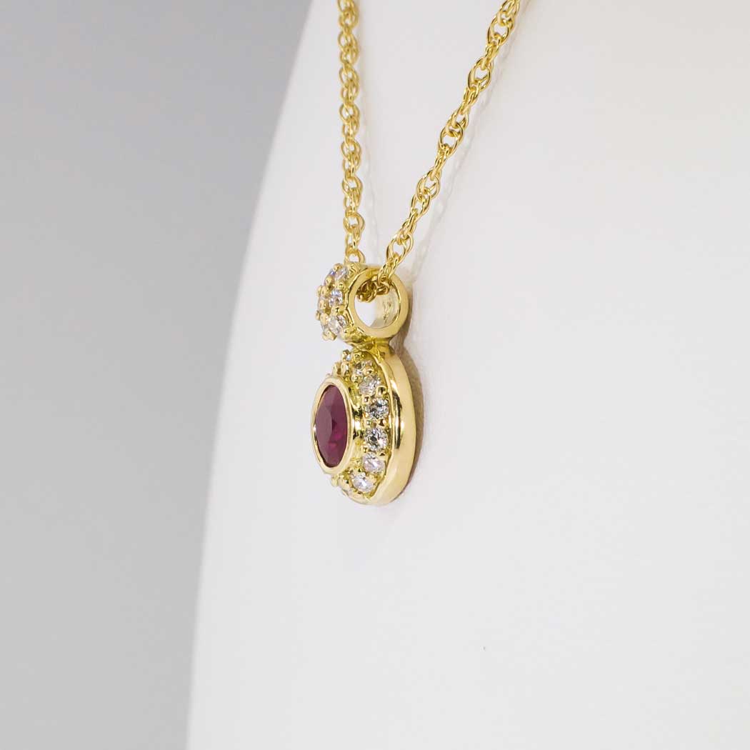 Estate .91ct t.w. Rich Pigeon's Blood Ruby & Pave' Diamond Pendant 18k ...