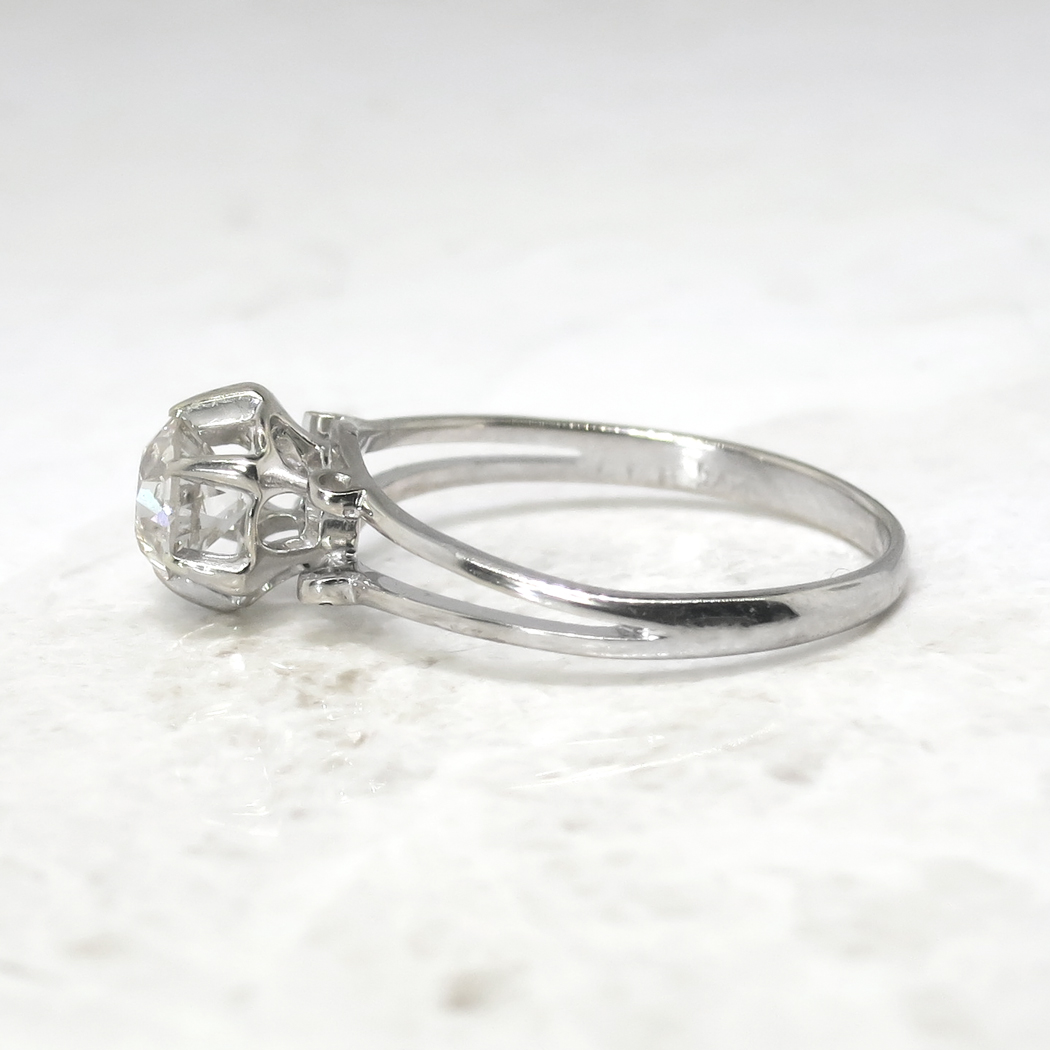 Vintage .57ct Russian Solitaire Old European Cut Diamond 18k White Gold ...
