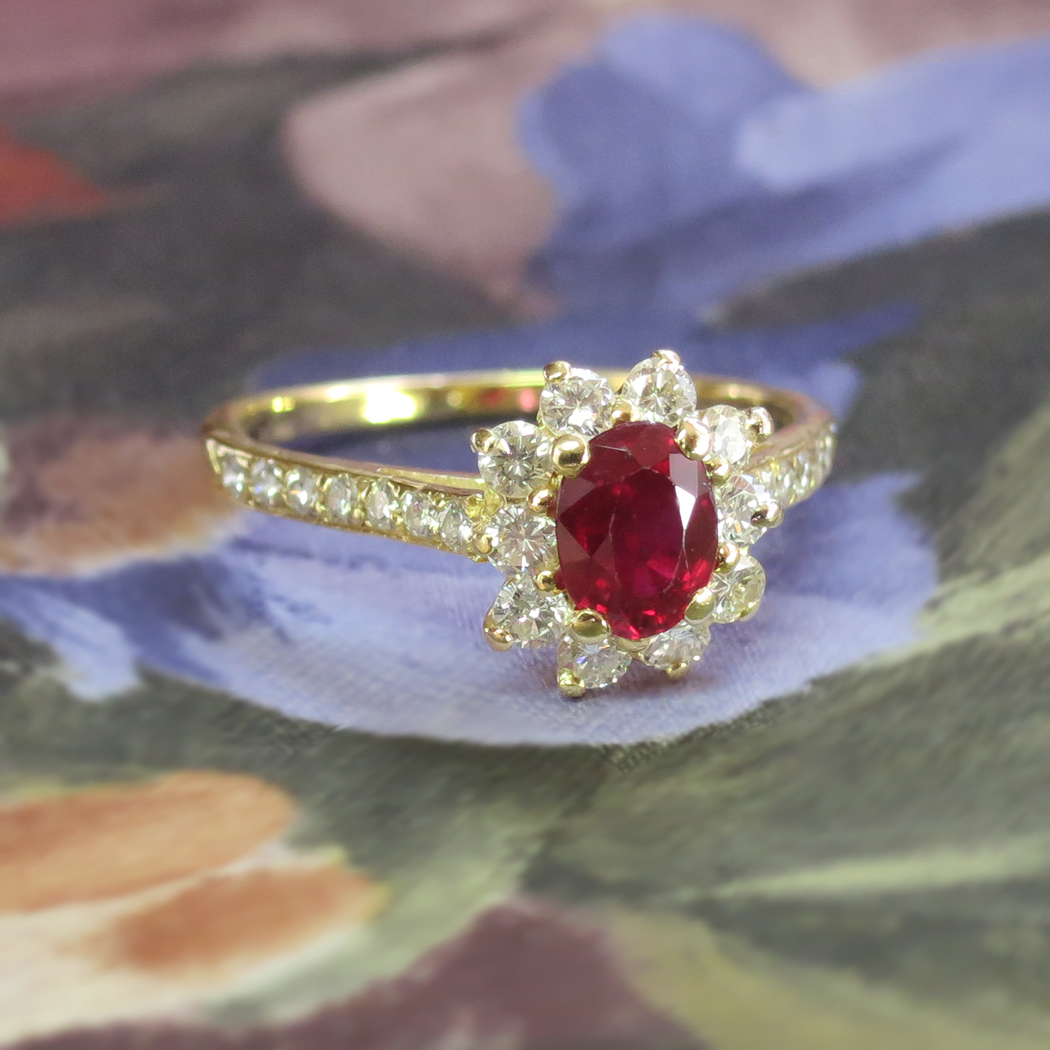 Timeless 1.15ct t.w. Estate Ruby & Diamond Princess Diana Ring 18k ...