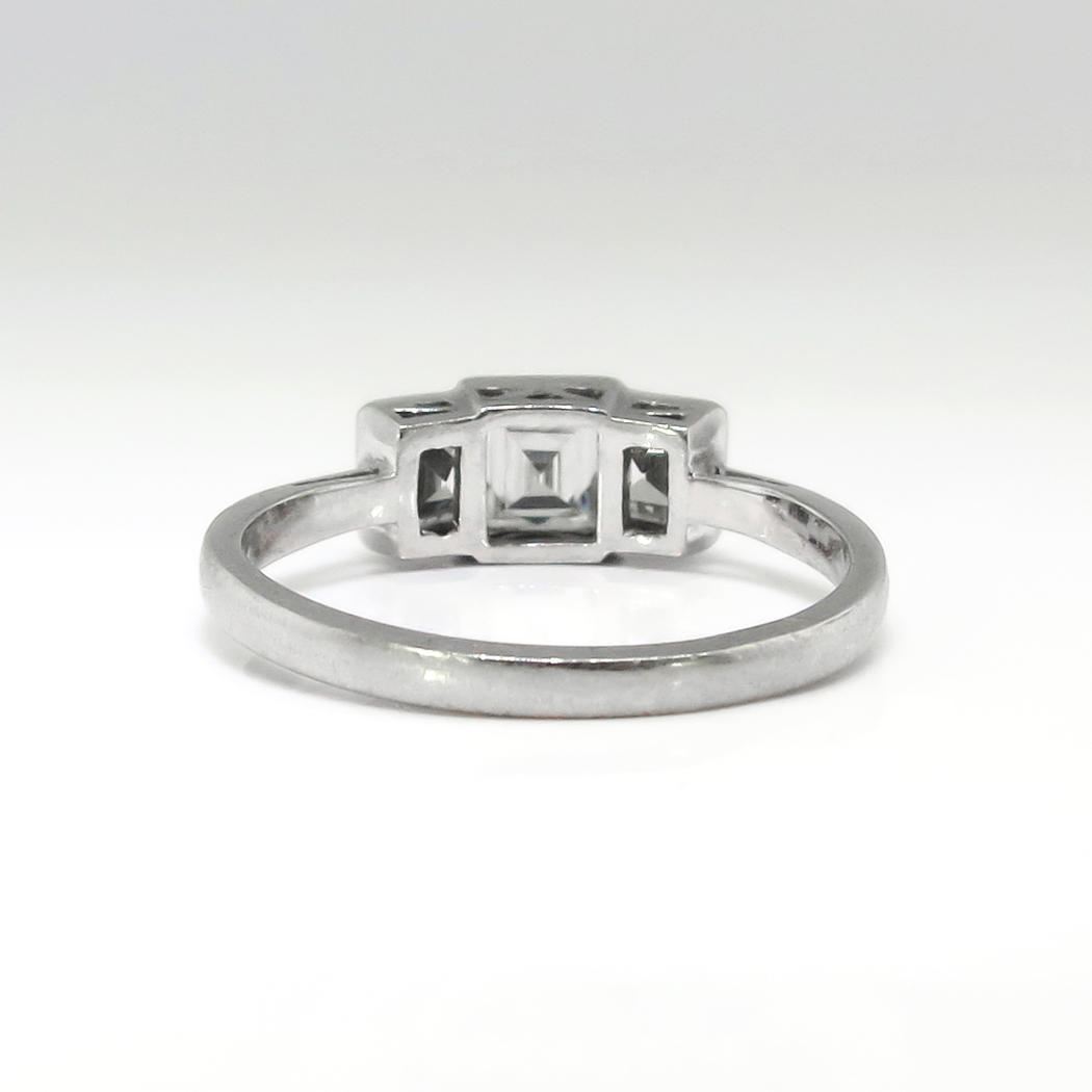 Art Deco Vintage 1930's Square Emerald Step Cut Three Stone Anniversary ...