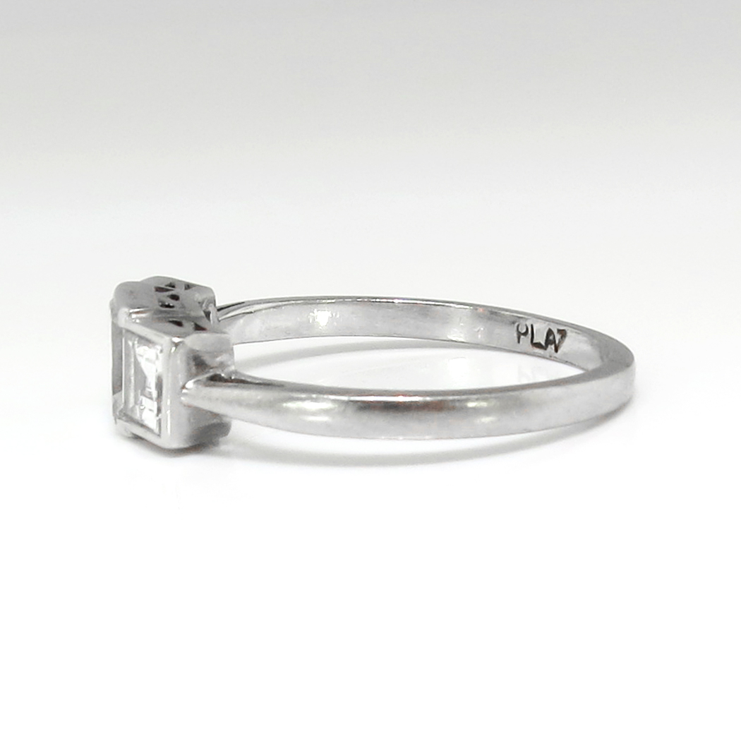 Art Deco Vintage 1930's Square Emerald Step Cut Three Stone Anniversary ...