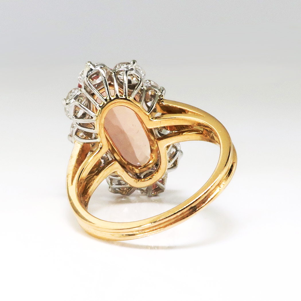 Estate Oscar Heyman Imperial Precious Peach Topaz & Oval Diamond Halo ... Estate Oscar Heyman Imperial Precious Peach Topaz & Oval Diamond Halo ...