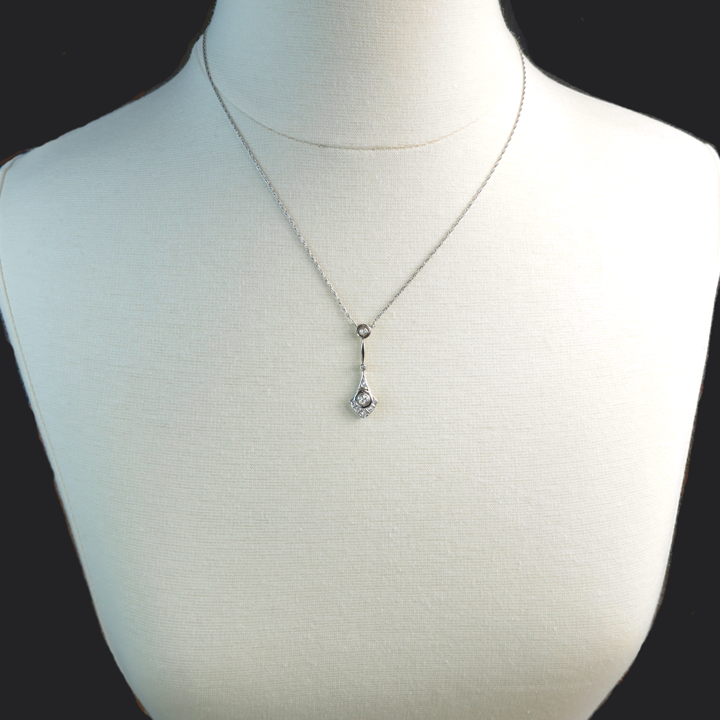 Vintage 1930's Art Deco Old Cut Diamond Wedding Necklace Pendant 14k ... Vintage 1930's Art Deco Old Cut Diamond Wedding Necklace Pendant 14k ...