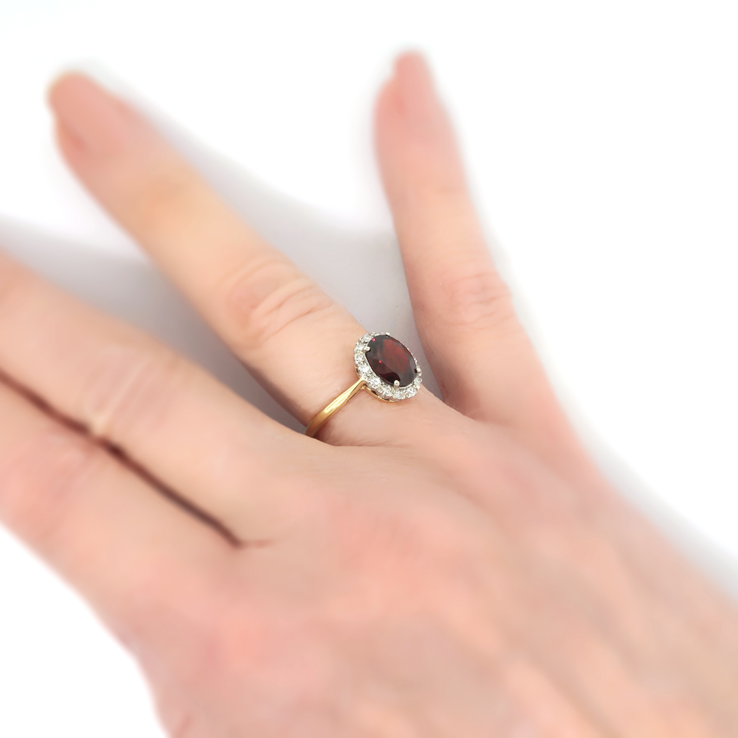 Vintage Garnet Diamond Ring Circa 1940's Garnet Old Single Cut Diamond ...