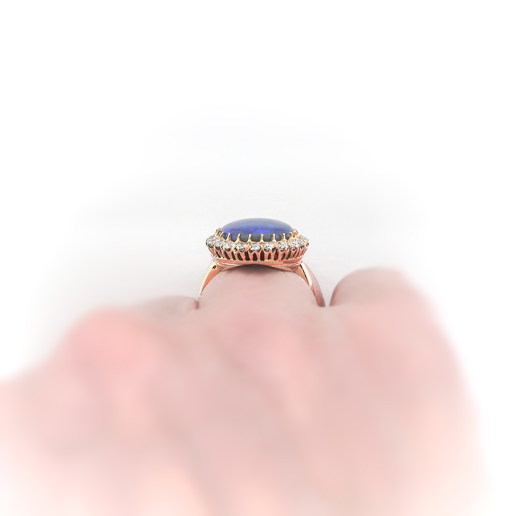 Vintage Opal Diamond Ring Bluebird Black Opal 6.18ct t.w. Victorian ...