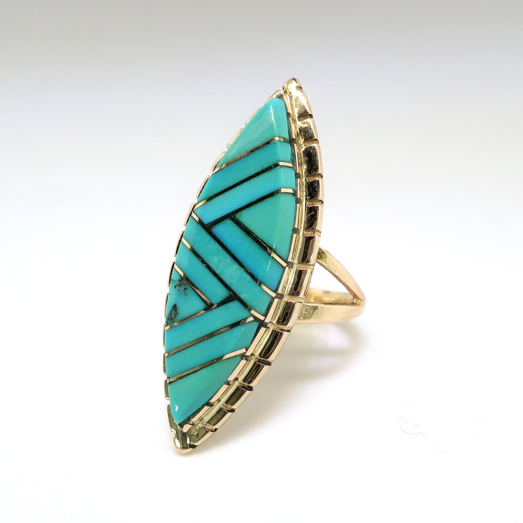 Vintage Turquoise Navajo Ring Zuni Don Viola Eriacho Statement Cocktail ...