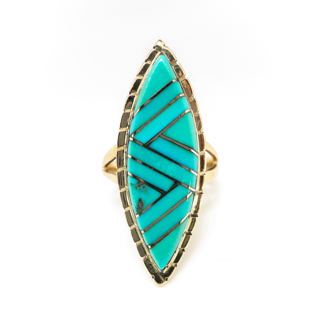 Vintage Turquoise Navajo Ring Zuni Don Viola Eriacho Statement Cocktail ...