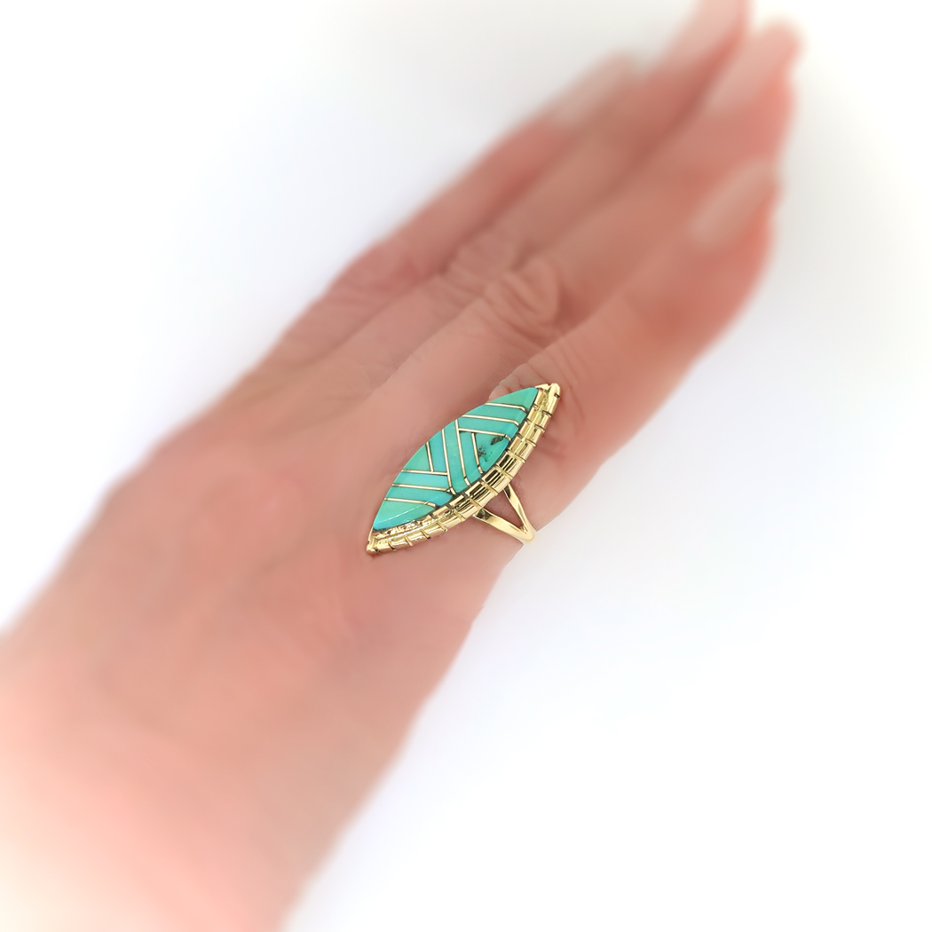 Vintage Turquoise Navajo Ring Zuni Don Viola Eriacho Statement Cocktail ...
