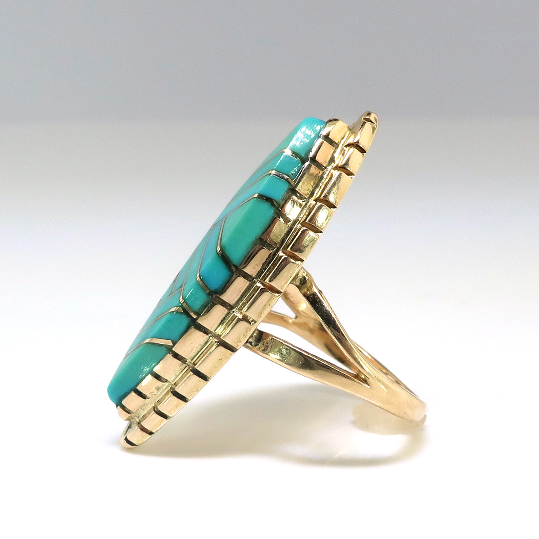Vintage Turquoise Navajo Ring Zuni Don Viola Eriacho Statement Cocktail ...
