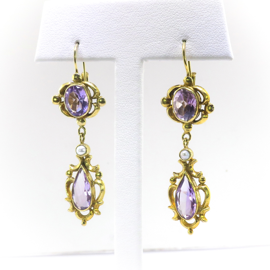 Antique Rose De France Amethyst Pearl Earrings 5.62ct t.w. Circa 1890's ...