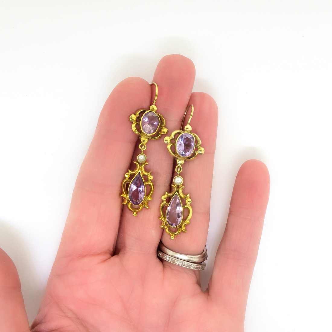 Antique Rose De France Amethyst Pearl Earrings 5.62ct t.w. Circa 1890's ...
