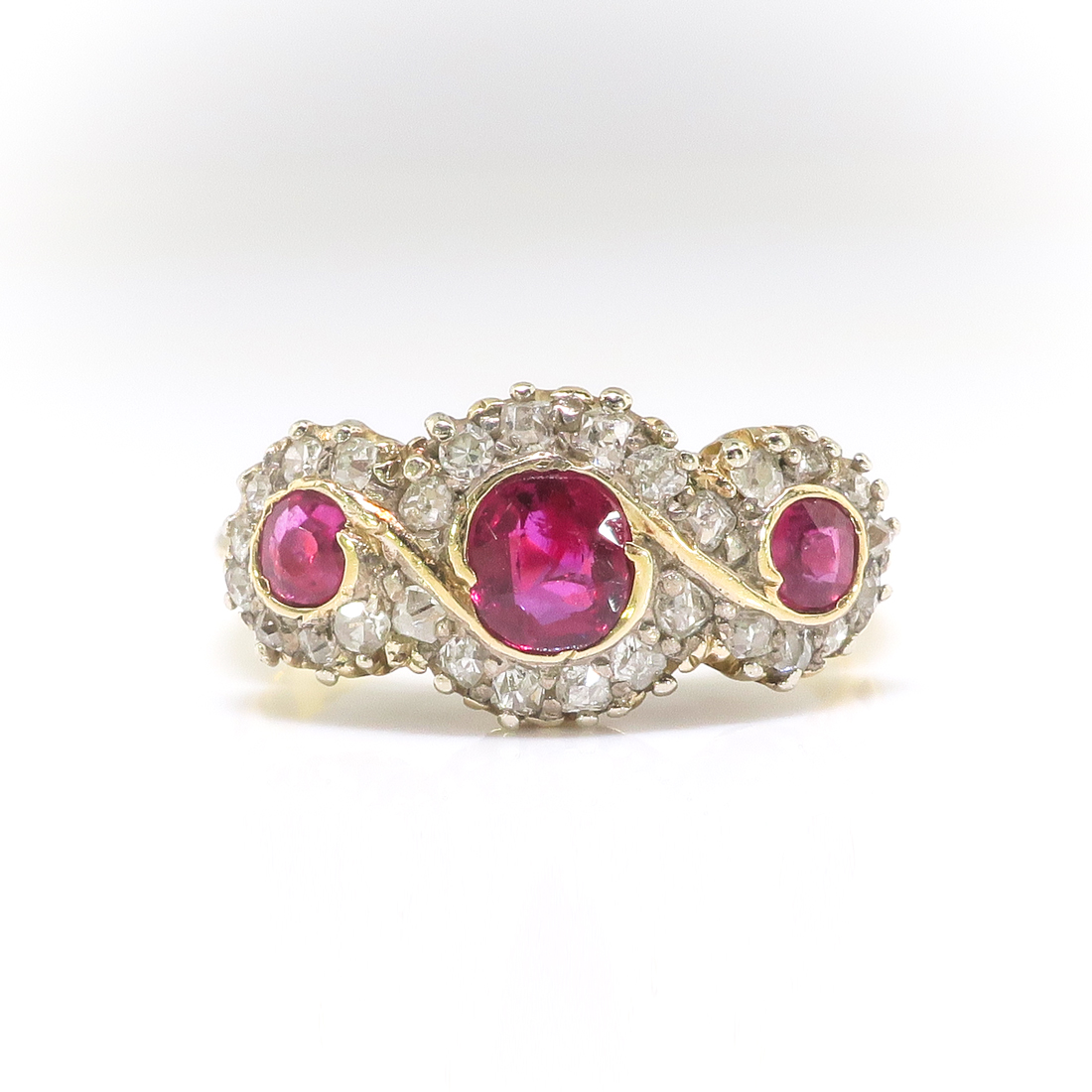 Antique Ruby Diamond Ring Vintage Edwardian 1920's 1.10ct t.w. Three ...