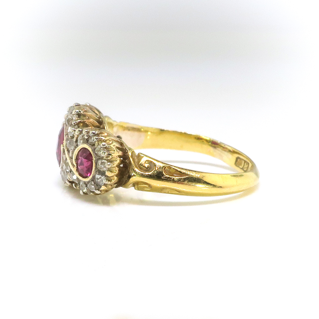 Antique Ruby Diamond Ring Vintage Edwardian 1920's 1.10ct t.w. Three ...