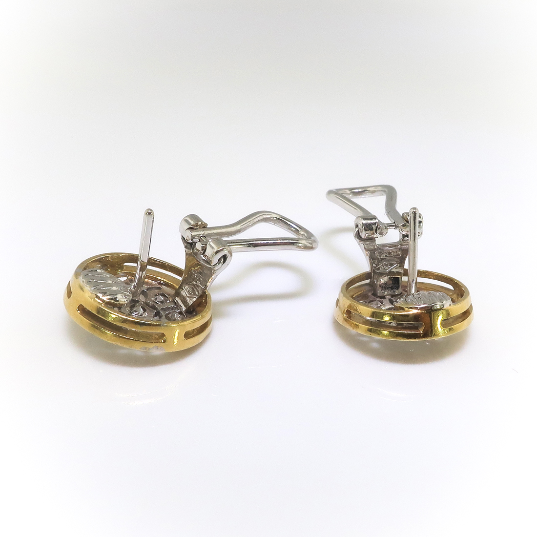 Estate Diamond Euro Back Stud Earrings 1990's .88ct t.w. Hand Engraved ...