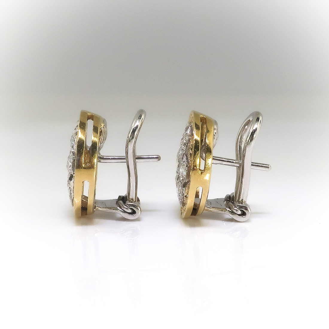 Estate Diamond Euro Back Stud Earrings 1990's .88ct t.w. Hand Engraved ...