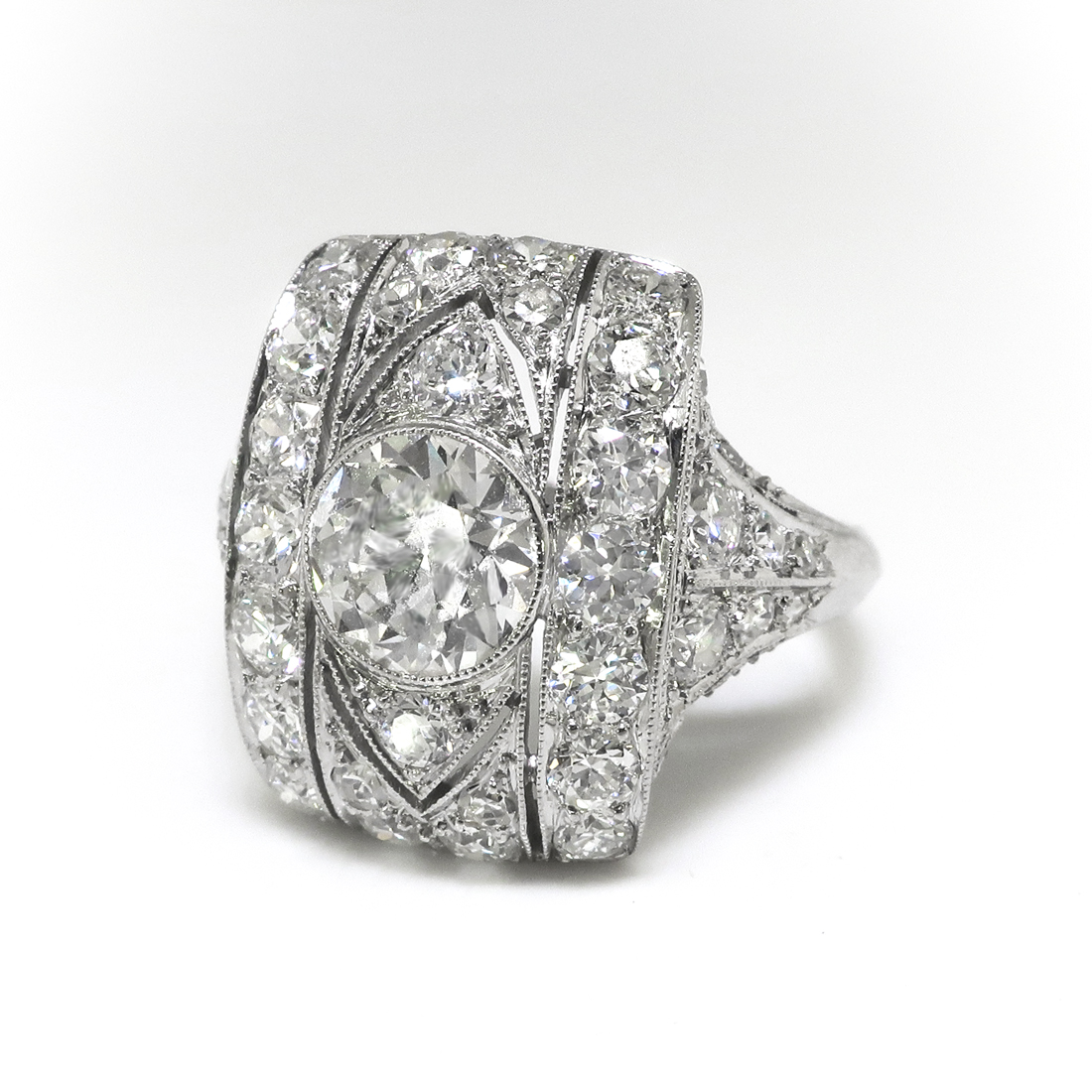 Art Deco 2.50ct. t.w. Diamond Engagement Cocktail Dinner Ring Platinum ...