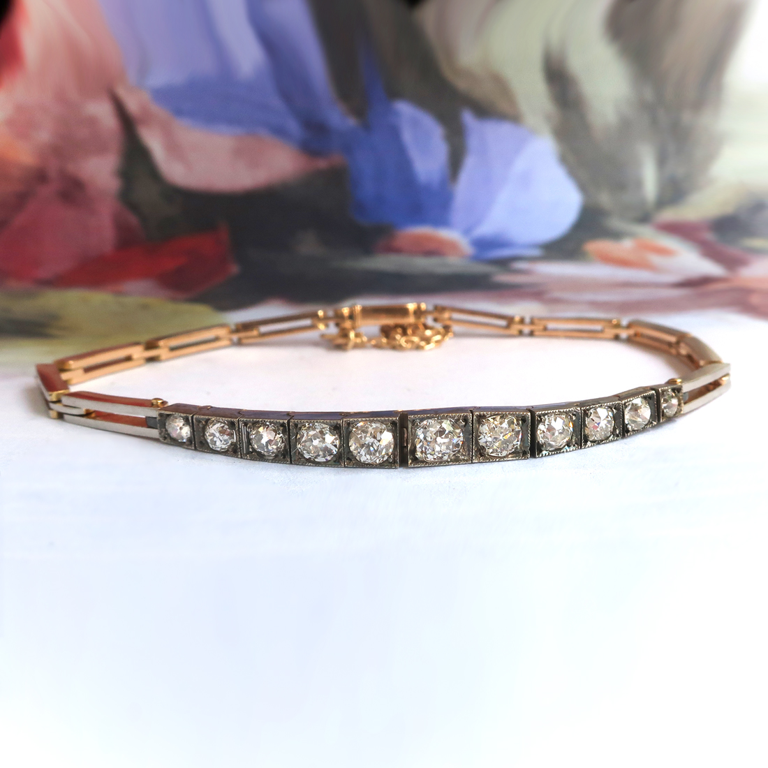 Antique 1900's Diamond Bracelet Vintage Art Nouveau 1.47ct t.w. Old ...