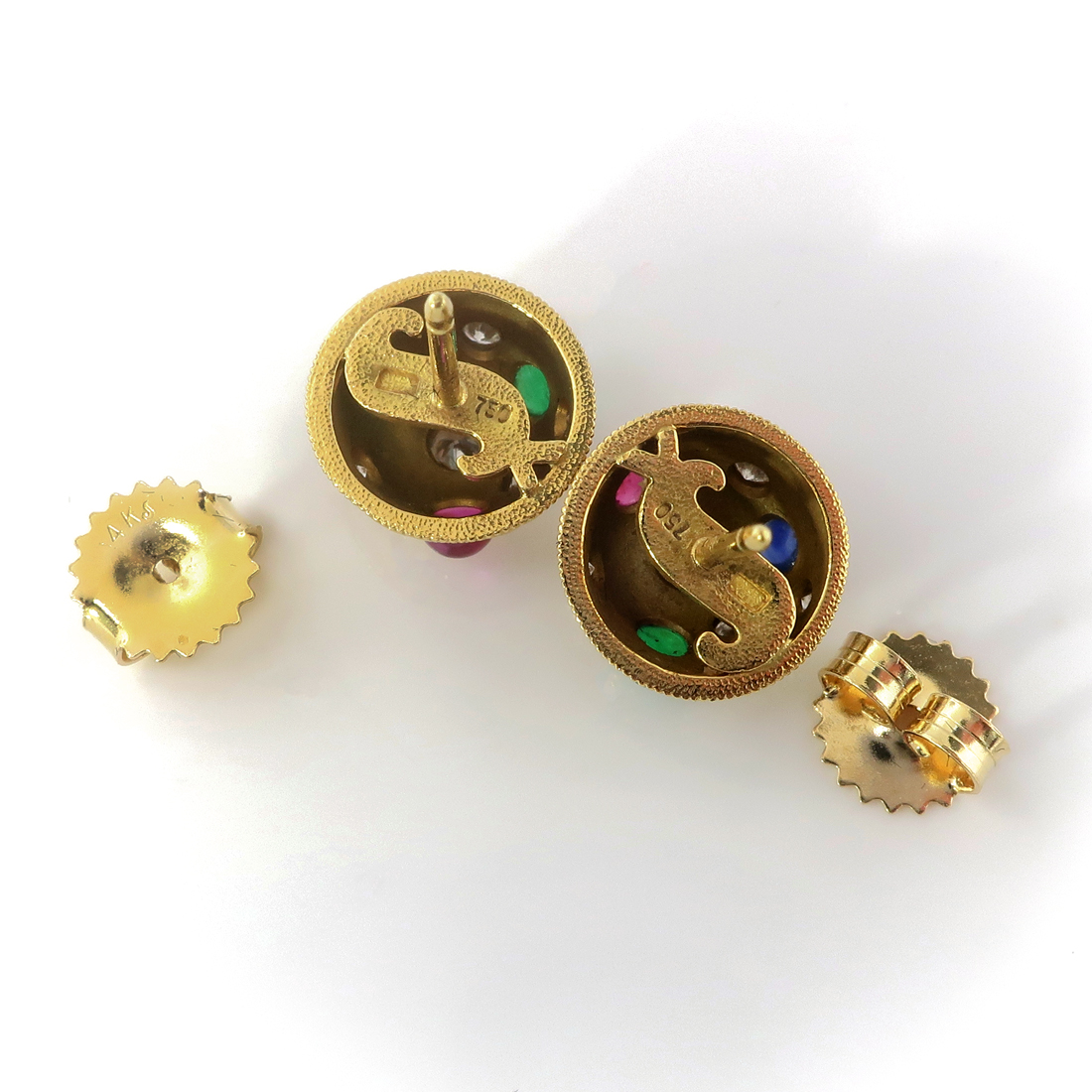 Estate Alex Sepkus Stud Earrings Vintage Multi-Gem Dome Earrings ...