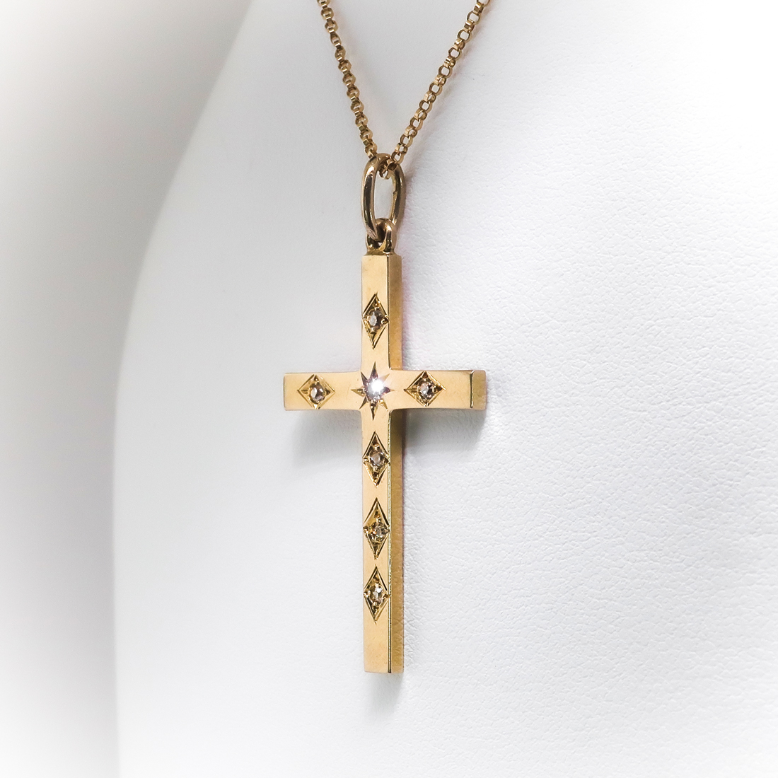 Classic Retro Latin Reversible 1950s Cross with Diamonds 14K Yellow ...