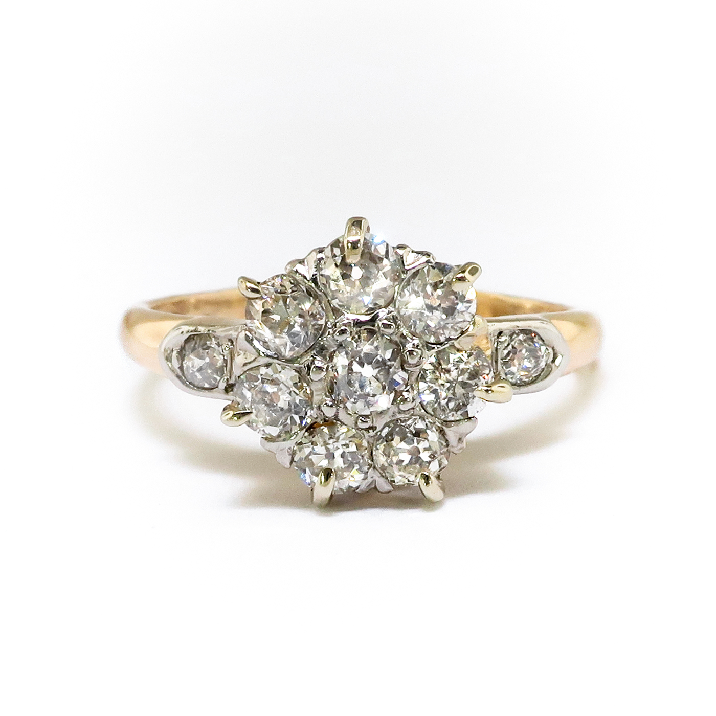 Antique Diamond Daisy Ring in 14K and Platinum | Antique Vintage Estate ...