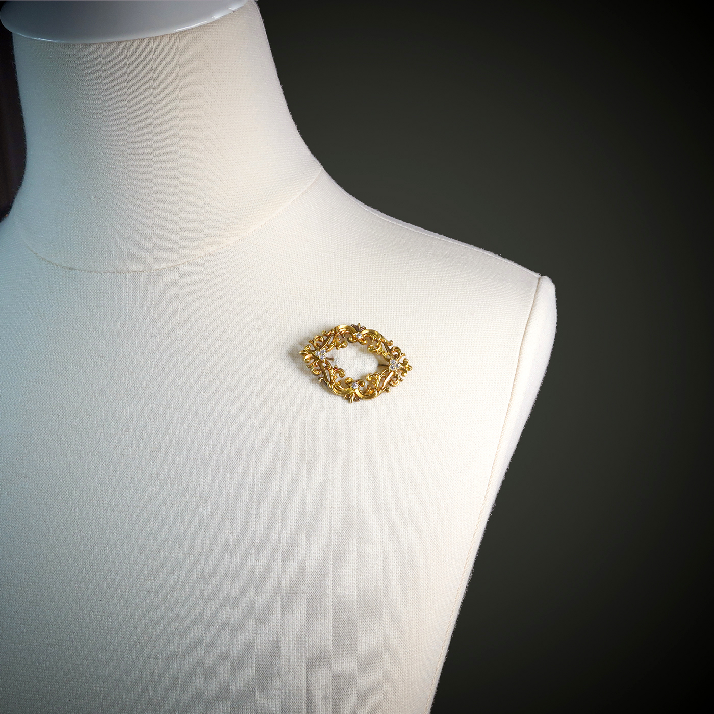 Antique Old European Cut Diamond Brooch Solid 18K Yellow Gold | Antique ...